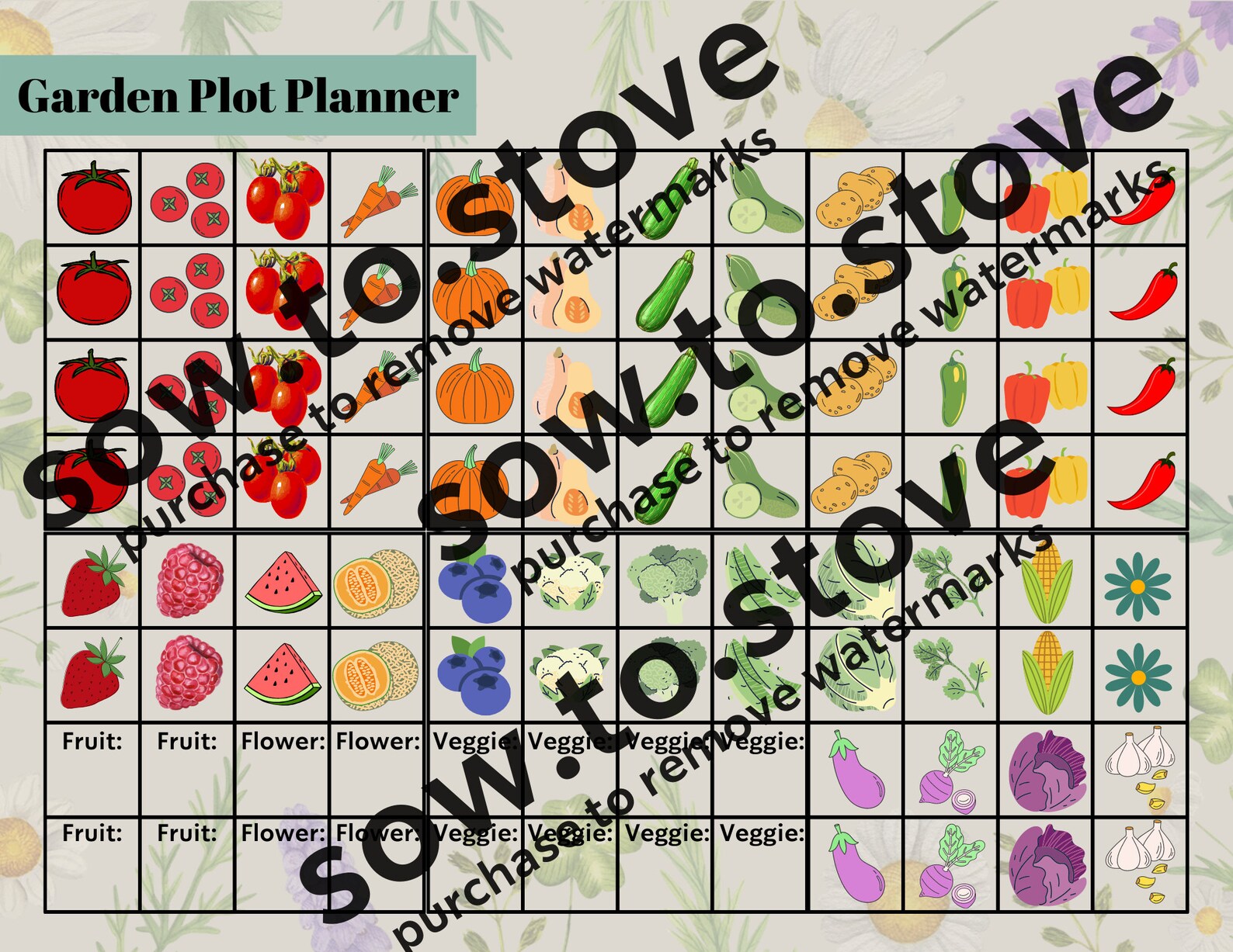 Garden Plot / Bed Planner Worksheet - Etsy