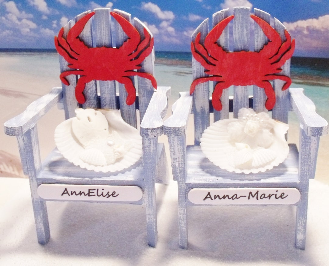 Crab Wedding Cake Toppers - Nantucket - Cape Cod - Adirondack Chair ...