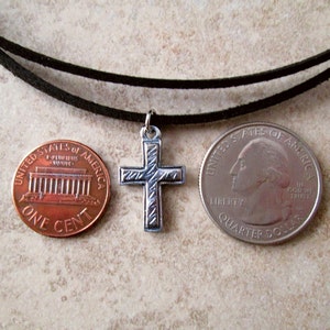 Silver Cross Choker, Black Faux Suede Double Strand Choker, Simple ...