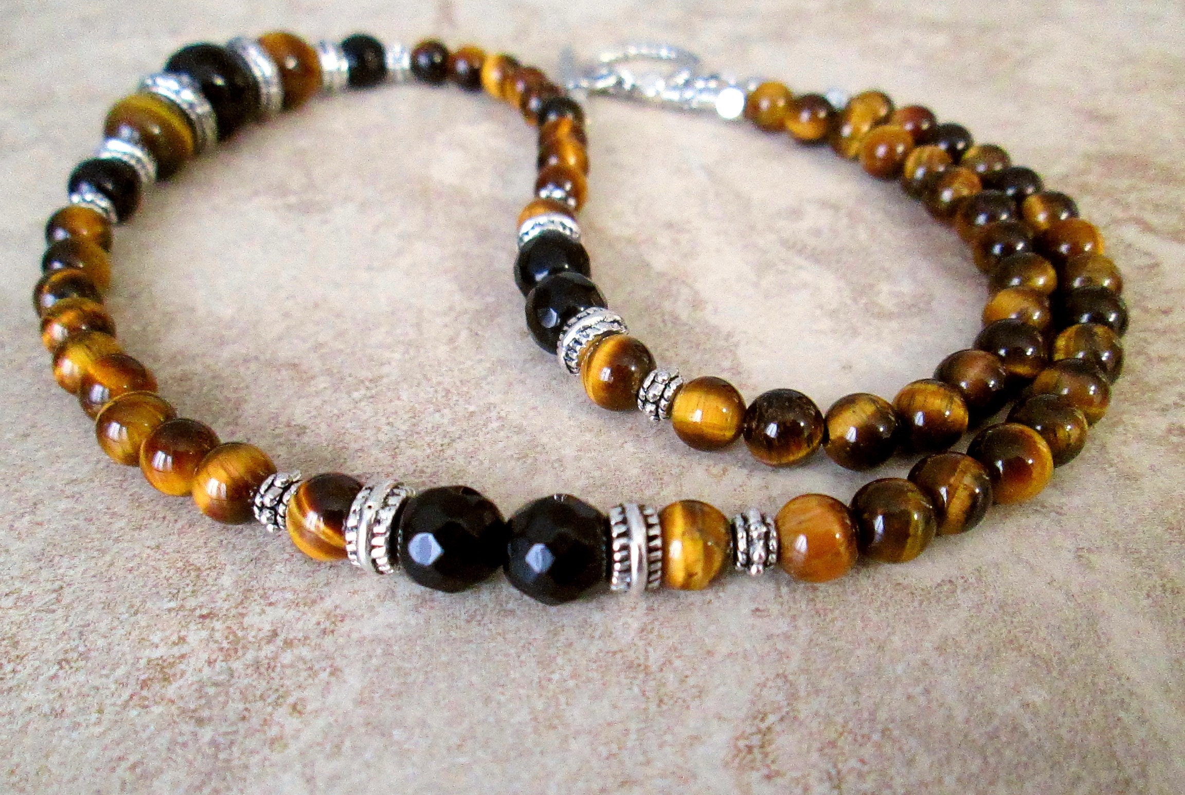 Mens Tiger Eye Necklace Mens Beaded Gemstone Necklace Gift - Etsy