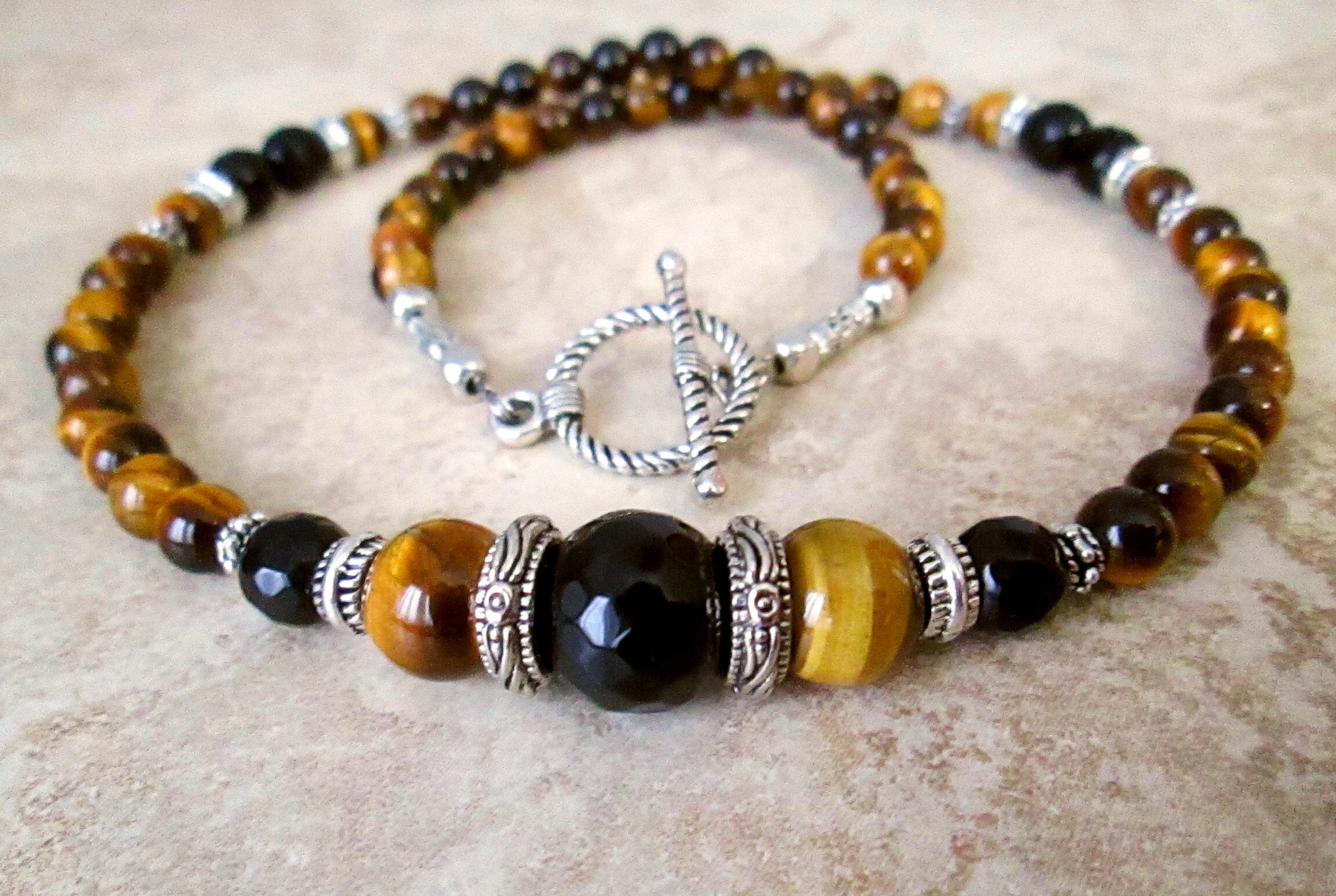 Mens Tiger Eye Necklace Mens Beaded Gemstone Necklace Gift - Etsy