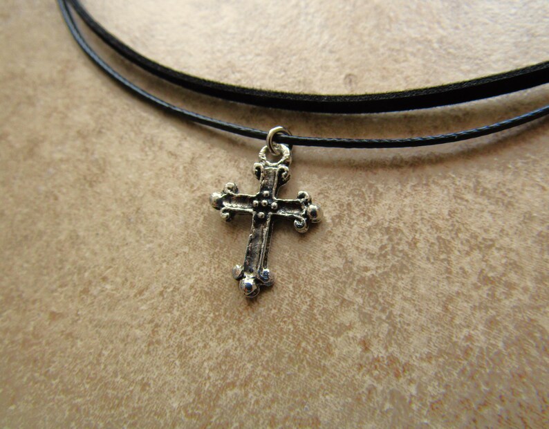 Dainty Cross Layered Choker, Black Double Strand Choker, Black Faux ...