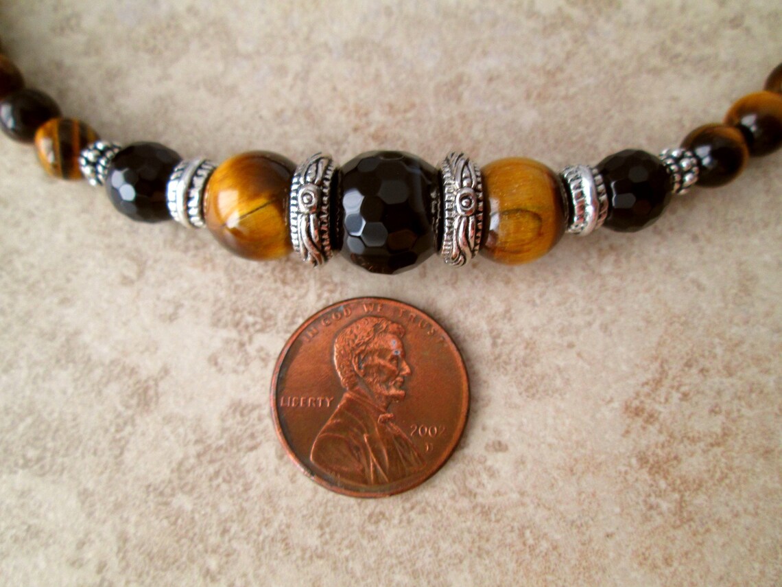 Mens Tiger Eye Necklace Mens Beaded Gemstone Necklace Gift | Etsy