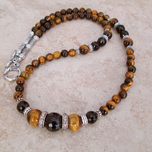 Mens Tiger Eye Necklace Mens Beaded Gemstone Necklace Gift | Etsy