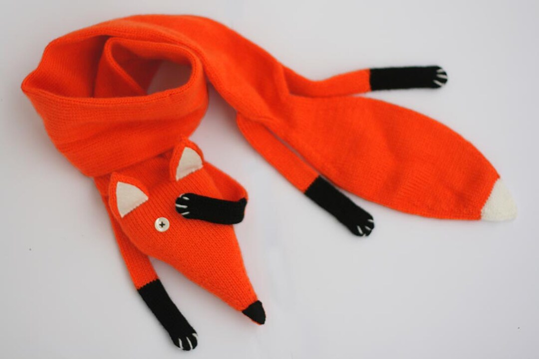 Fox Scarf Kids - Kids Red Fox Scarf - Faux Fox Knitted Scarf - Knitted ...
