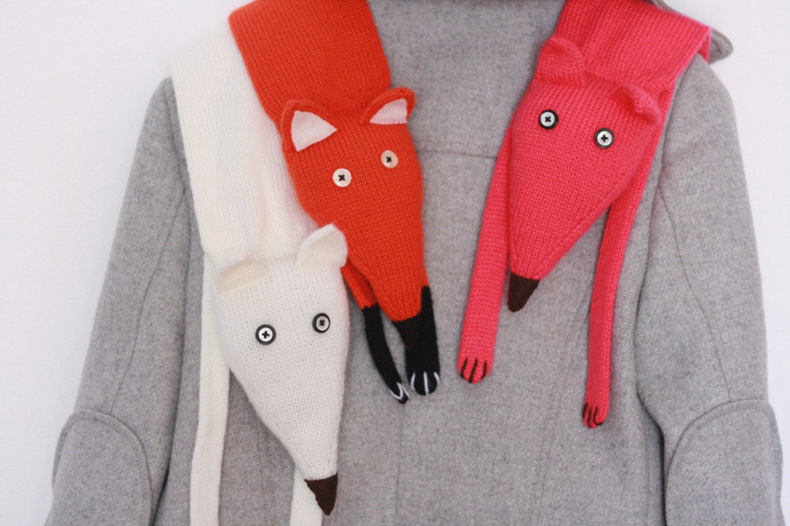 Fox Scarf - Kids Red Fox Scarf - Toddlers Fox Knitted Scarf - Knitted ...