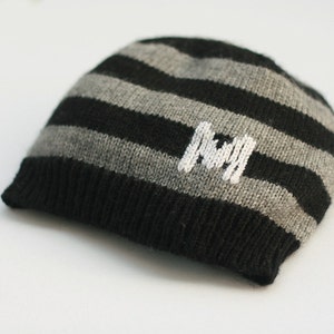 Simple Striped Kids Knit Hat - Initial Baby Hat - Customizible Children ...