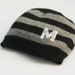 Simple Striped Kids Knit Hat Initial Baby Hat Customizible - Etsy