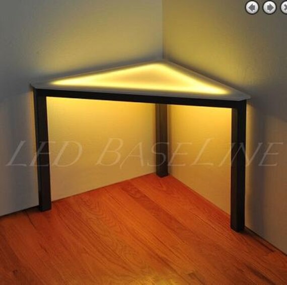 16 LED Lighted Corner table Color Changing Glass display | Etsy