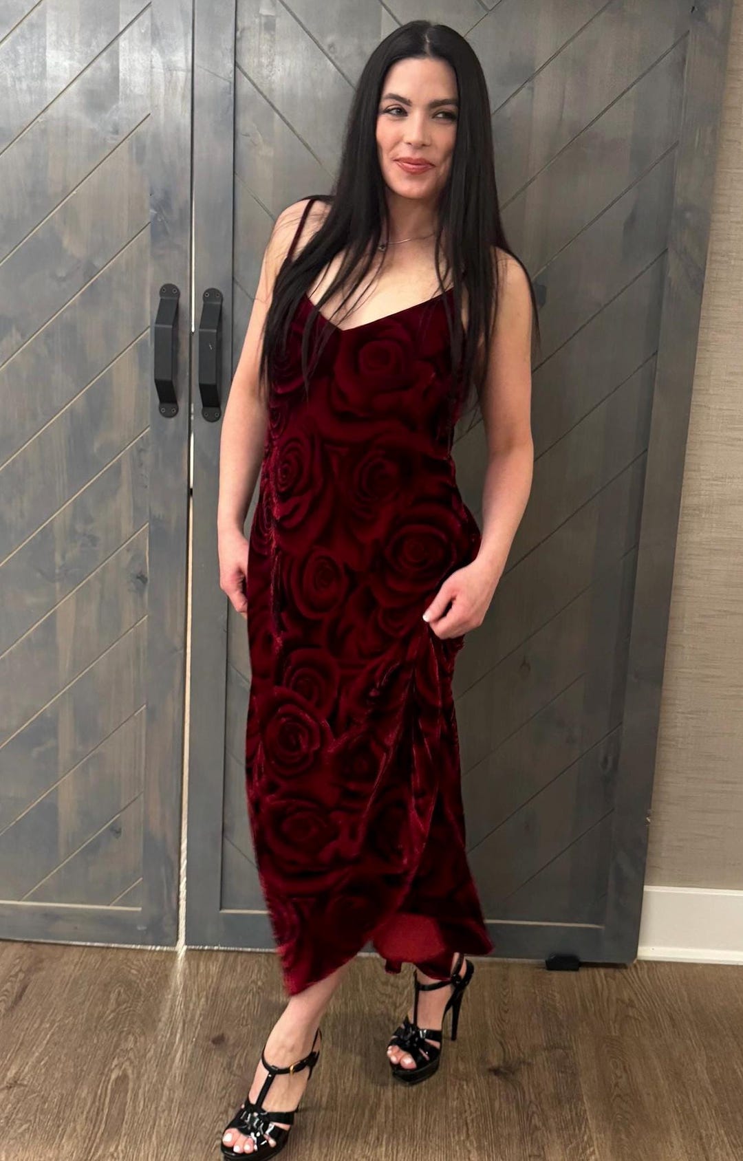 Kaliko Velvet, Red Roses Slip Dress Size UK14/US10 - Etsy