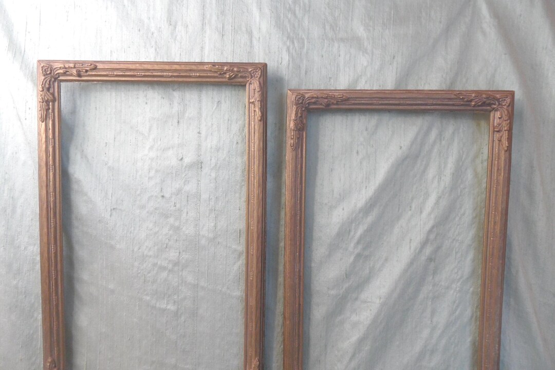 Two Gold Tone Wood Picture Frames / Vintage Matching Frame Pair / Empty ...