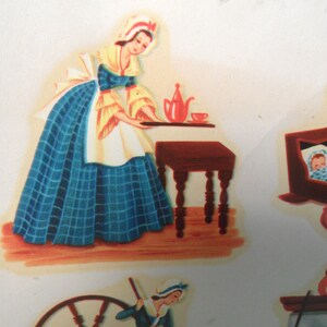 Spinning Wheel Colonial Decal Lot / Vintage Meyercord Water Slide ...