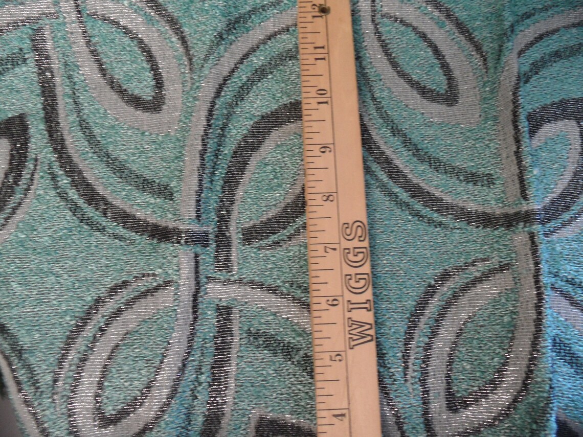 Mid Century Modern Lurex Upholstery Fabric Remnant / Vintage Black ...
