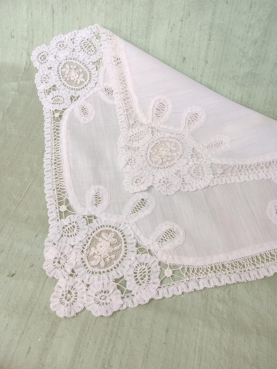 Lace Edged Linen Handkerchief / Vintage White Wedding Hankie - Etsy