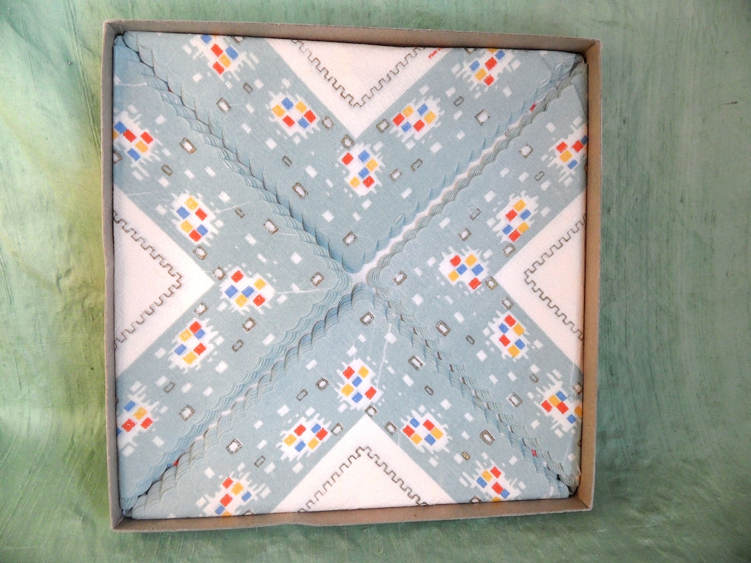 Crepe Paper Mid Century Napkins / Vintage Luncheon Napkin Set, Modern ...