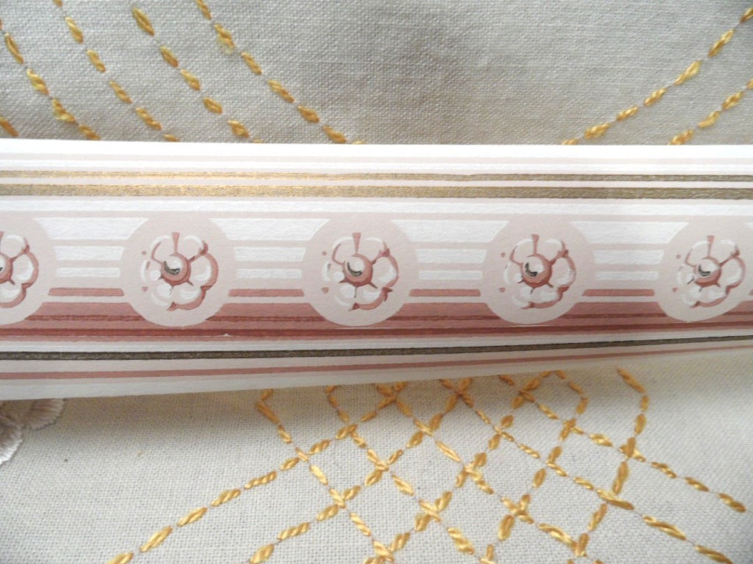 Wallpaper Border / 1 Roll of Original 1940's Border / Beige Stripe 12 ...