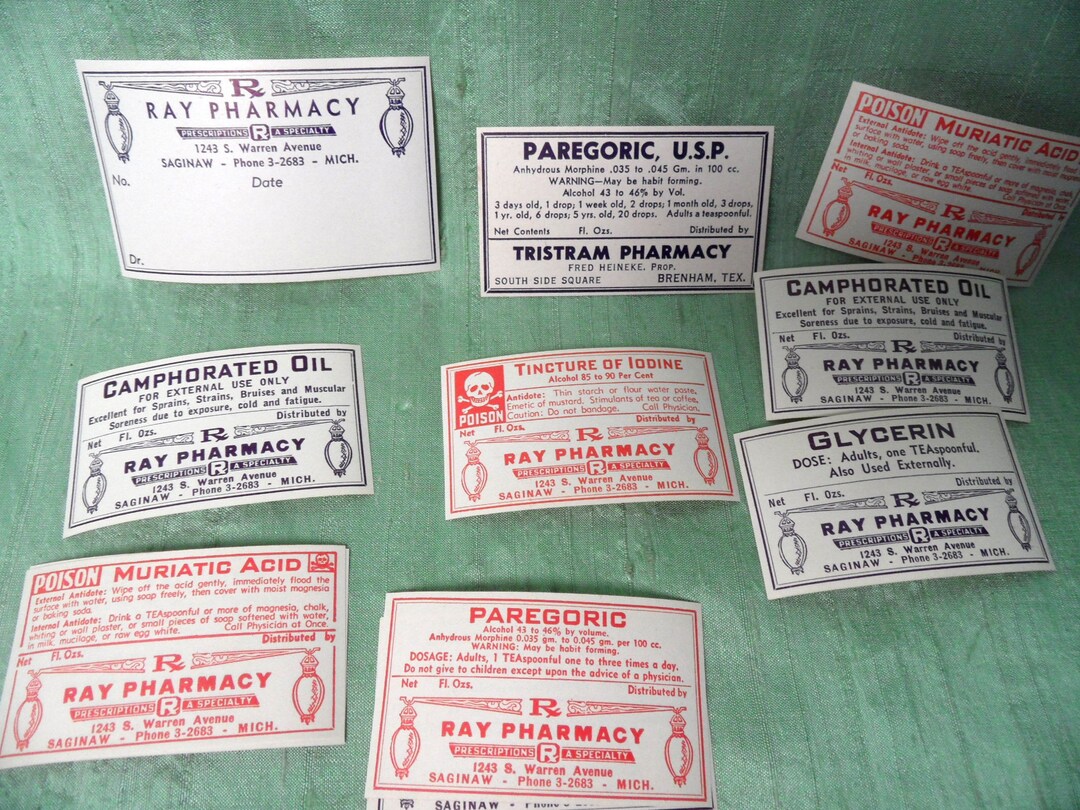 45 Various Pharmacy Labels / Vintage Apothecary Label Lot / 1930 Rx ...