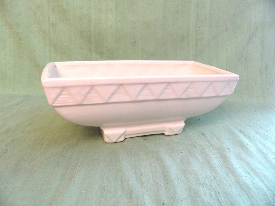 Matte White Long Planter / Vintage Ceramic Footed Planter - Etsy