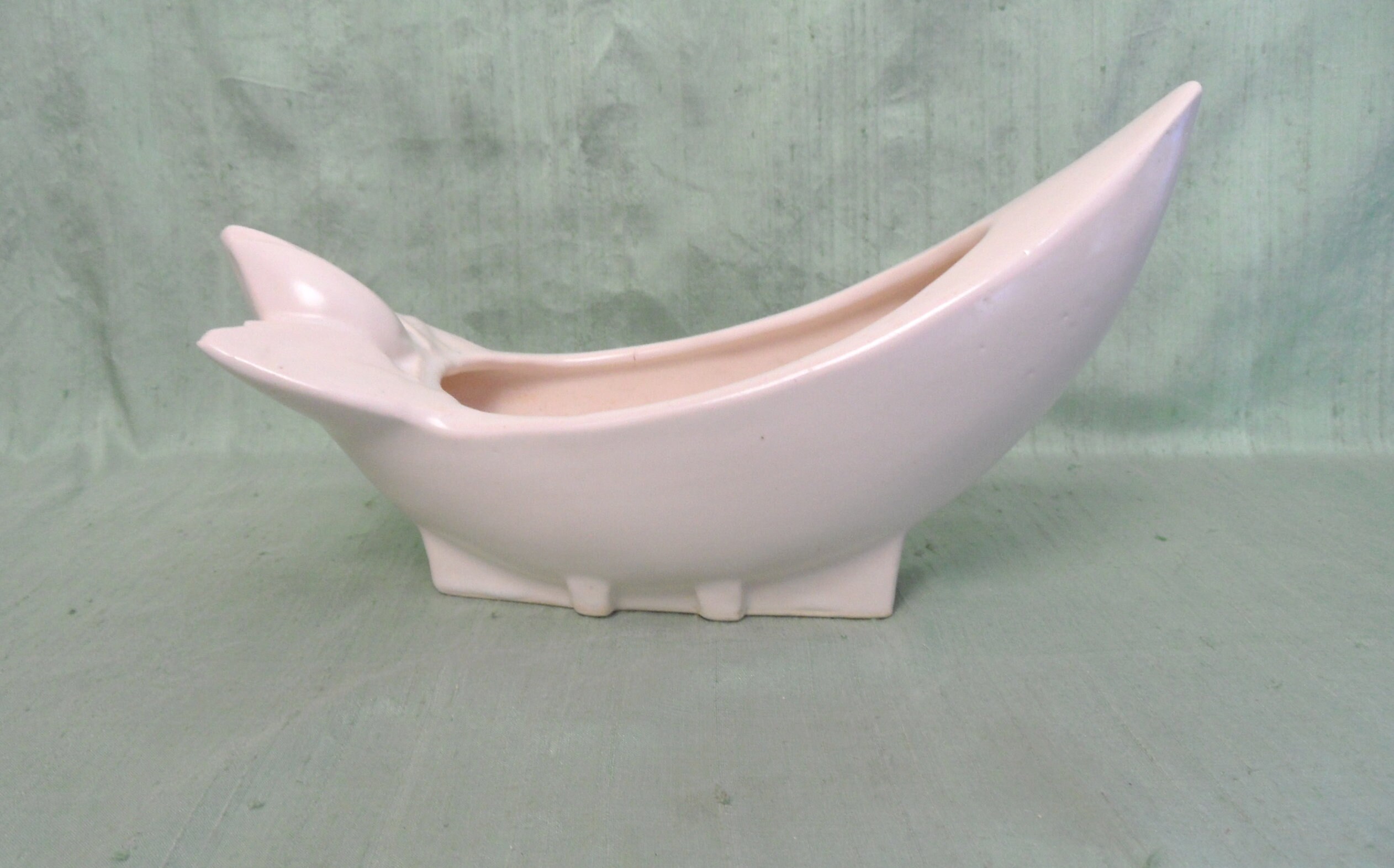 Matte white planter / vintage ceramic stylized indoor boat | Etsy