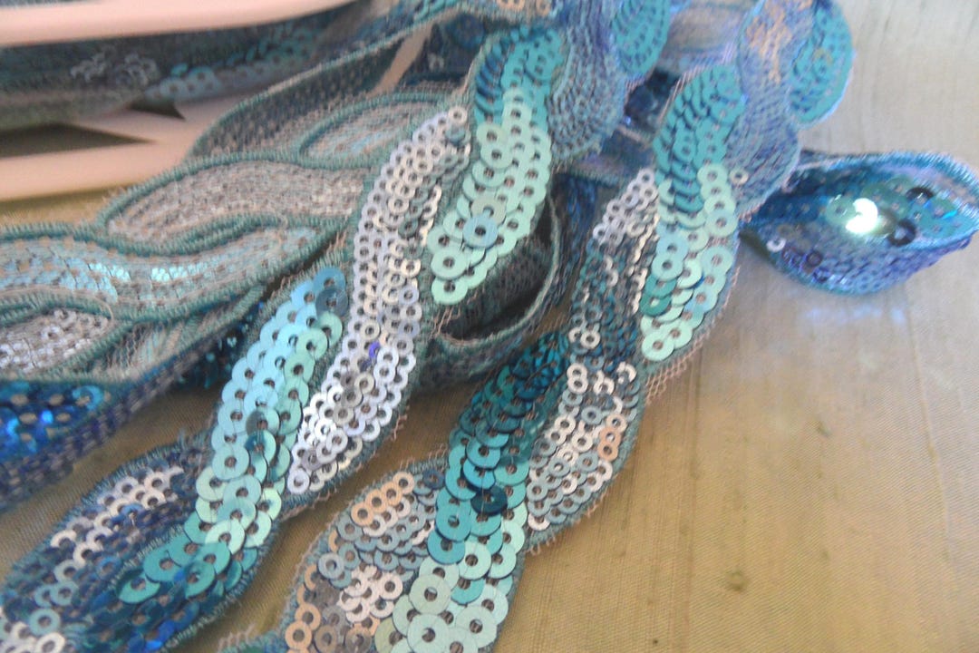 10 Yards of Shades of Blue Sequin Trim / Simplicity; 7/8" Wide ...