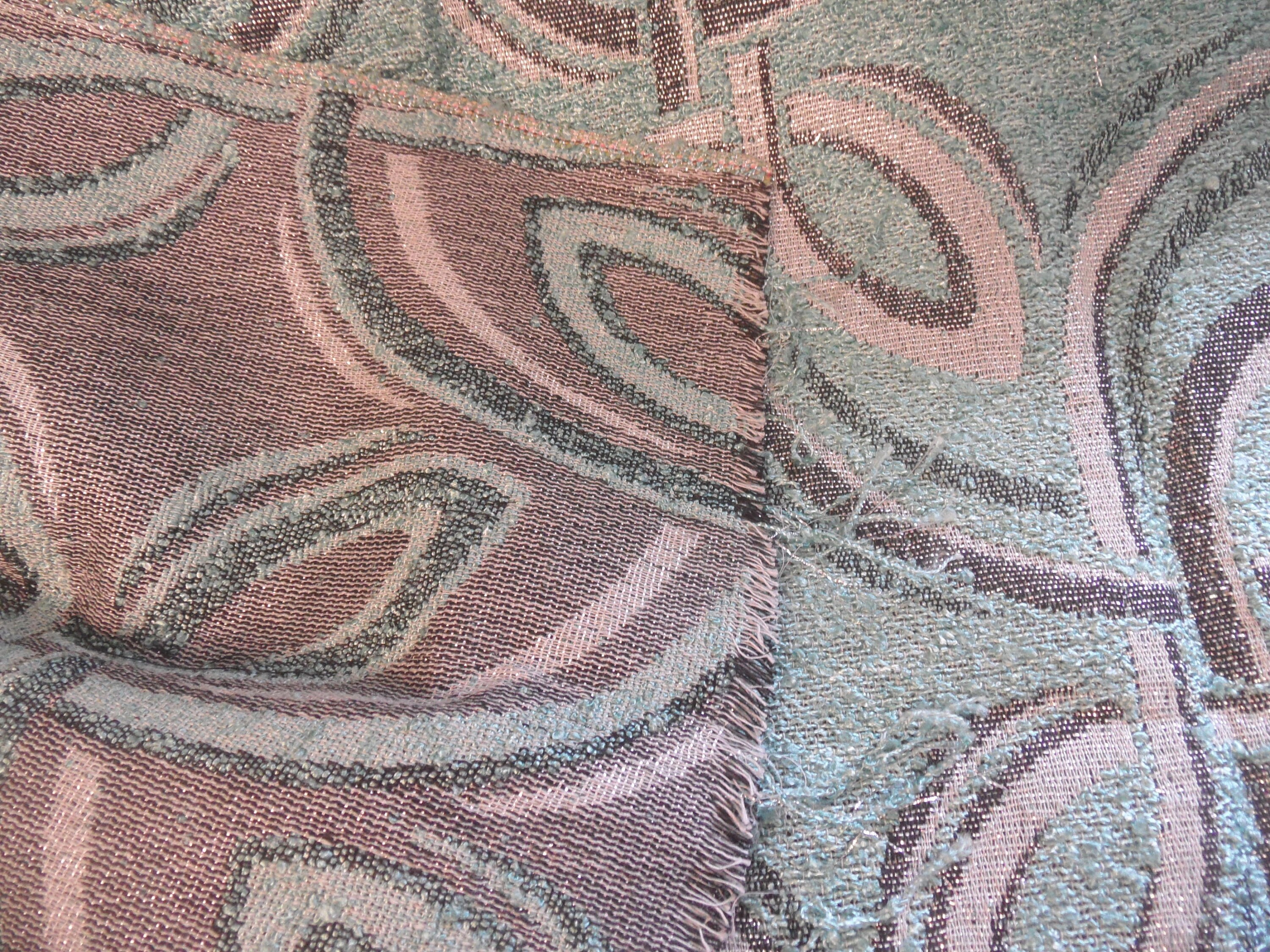 Mid Century Modern Lurex Upholstery Fabric Remnant / Vintage Black ...