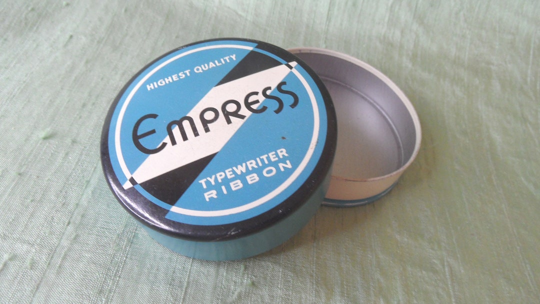 Typewriter Ribbon Tin / Vintage EMPRESS Art Deco Style Blue Tin - Etsy