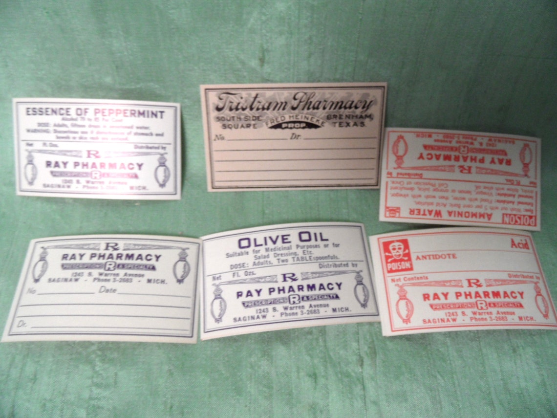 45 Various Pharmacy Labels / Vintage Apothecary Label Lot / - Etsy