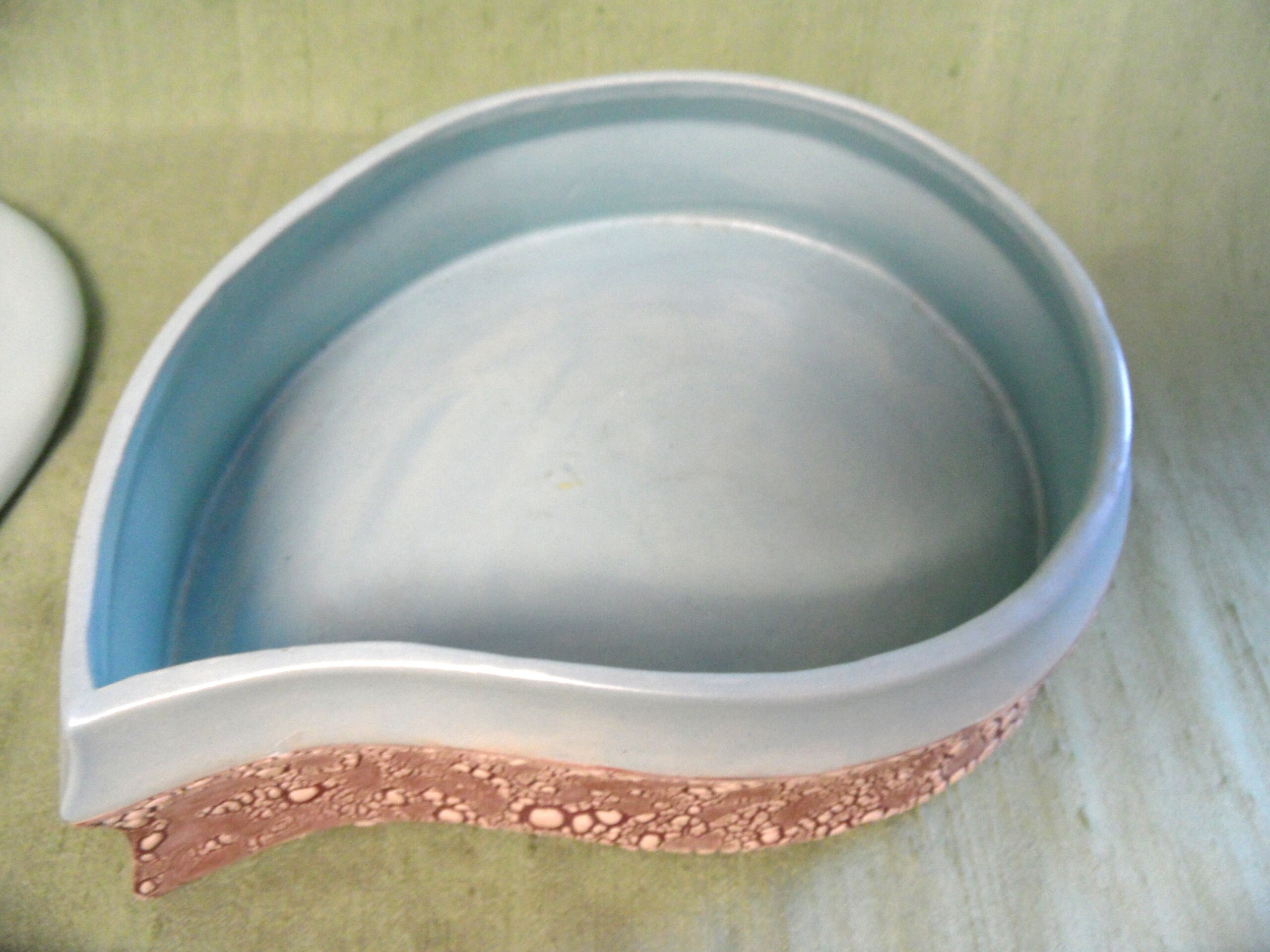 Atomic decorative covered dish / vintage aqua and brown | Etsy