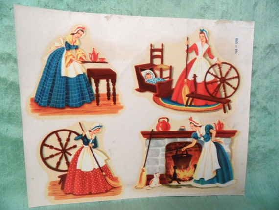 Spinning Wheel Colonial Decal Lot / Vintage Meyercord Water - Etsy