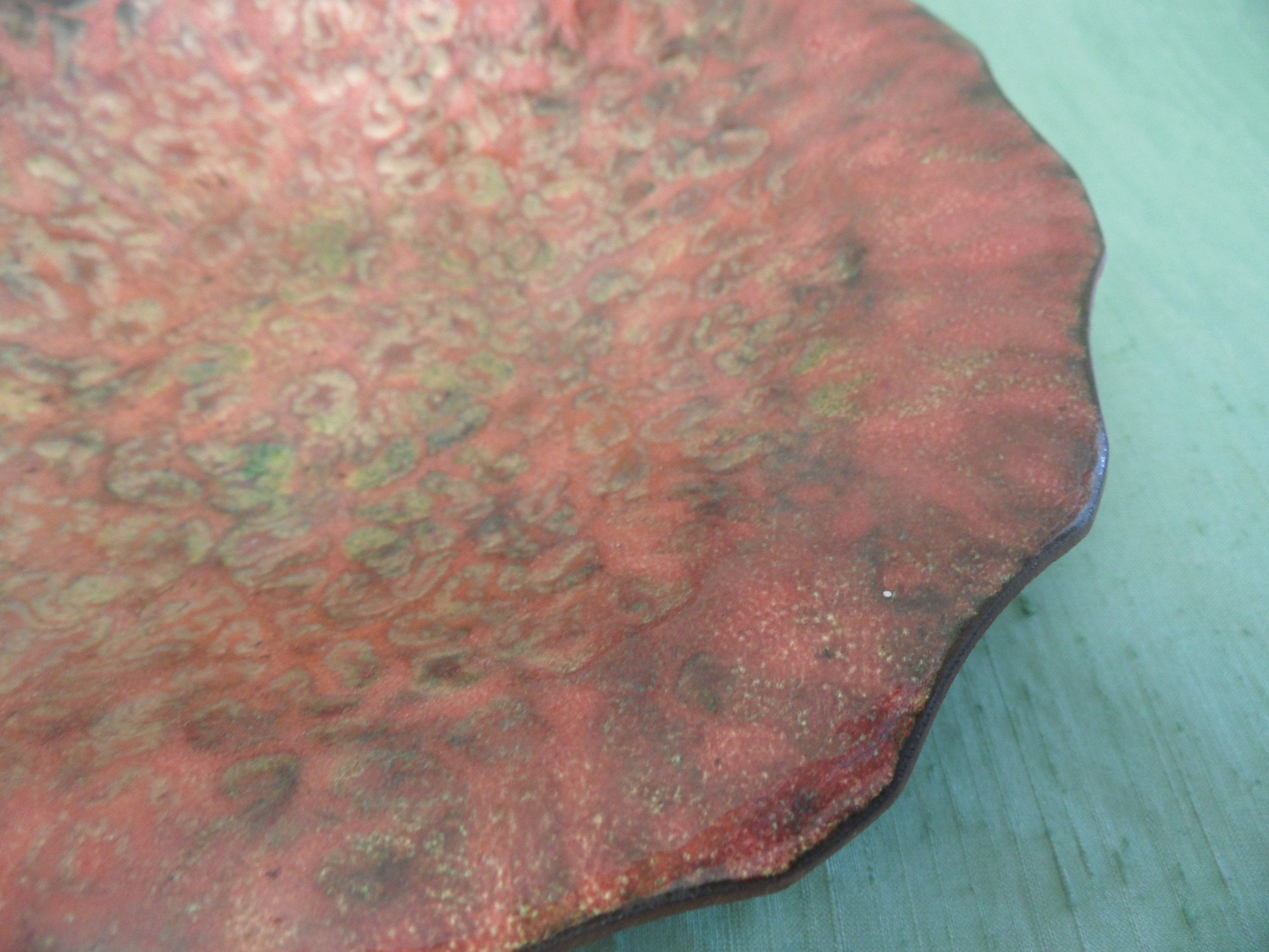 Mid Century Modern copper enamel bowl / vintage mottled | Etsy