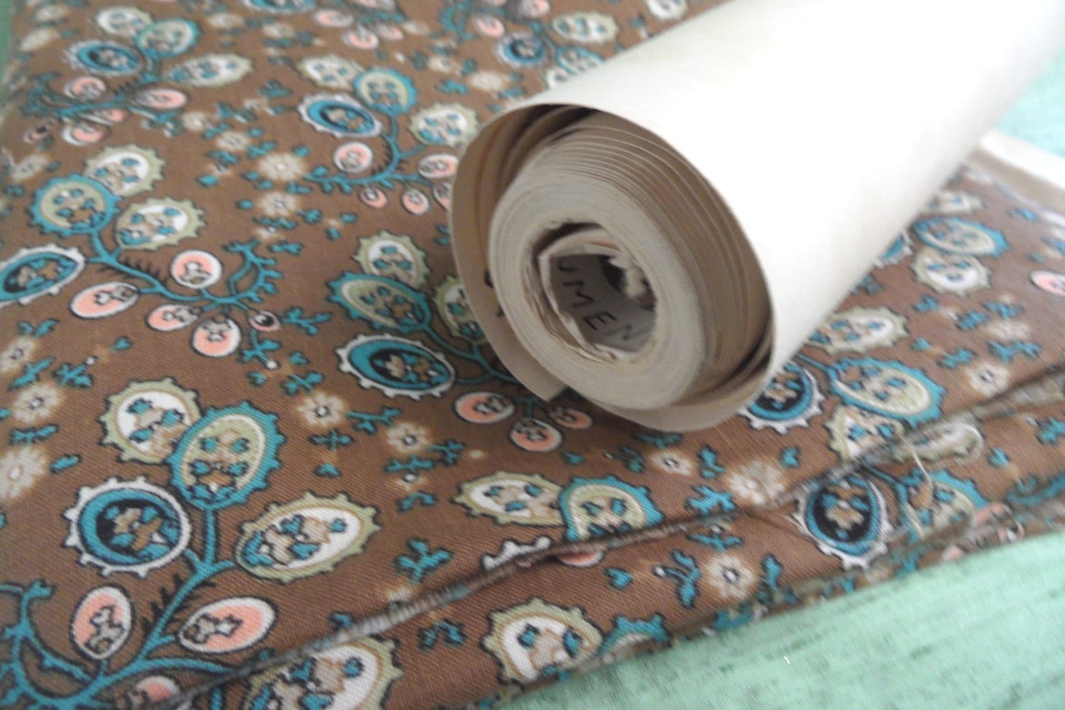 Matching vintage fabric and wallpaper by Greeff / Blue pink | Etsy