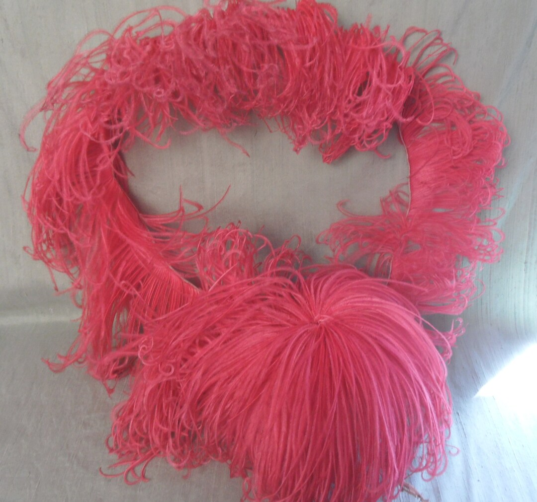 Fancy Ostrich Feather Circular Piece / Large Victorian Vintage Drab ...