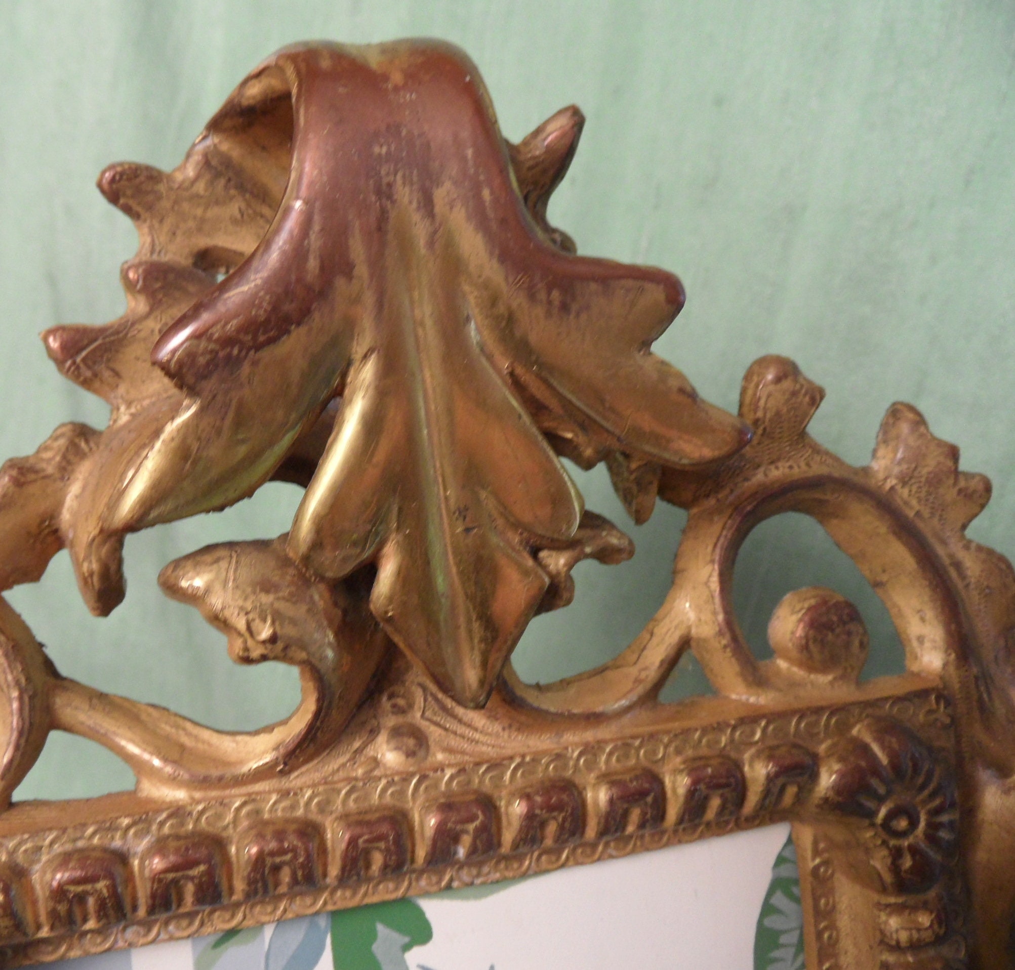 Ornate Standing Metal Picture Frame / Vintage Empty Art Nouveau ...