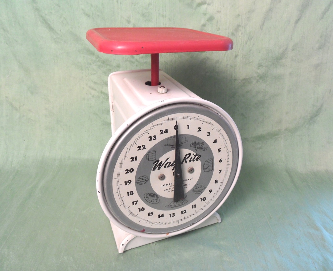 Way Rite Scale / Vintage 25 Lb Scale, Retro Red, Old Fashioned Tabletop ...