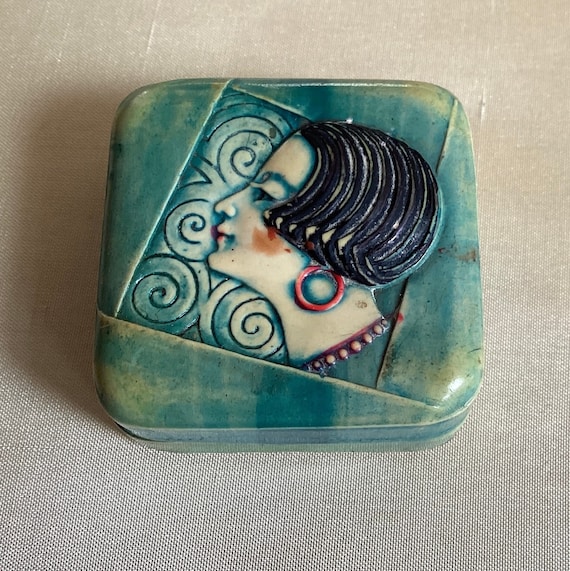 1920's Small French celluloid powder compact, powder … - Gem