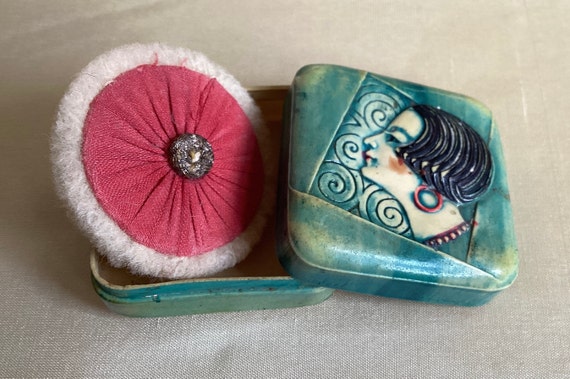 1920's Small French celluloid powder compact, powder … - Gem