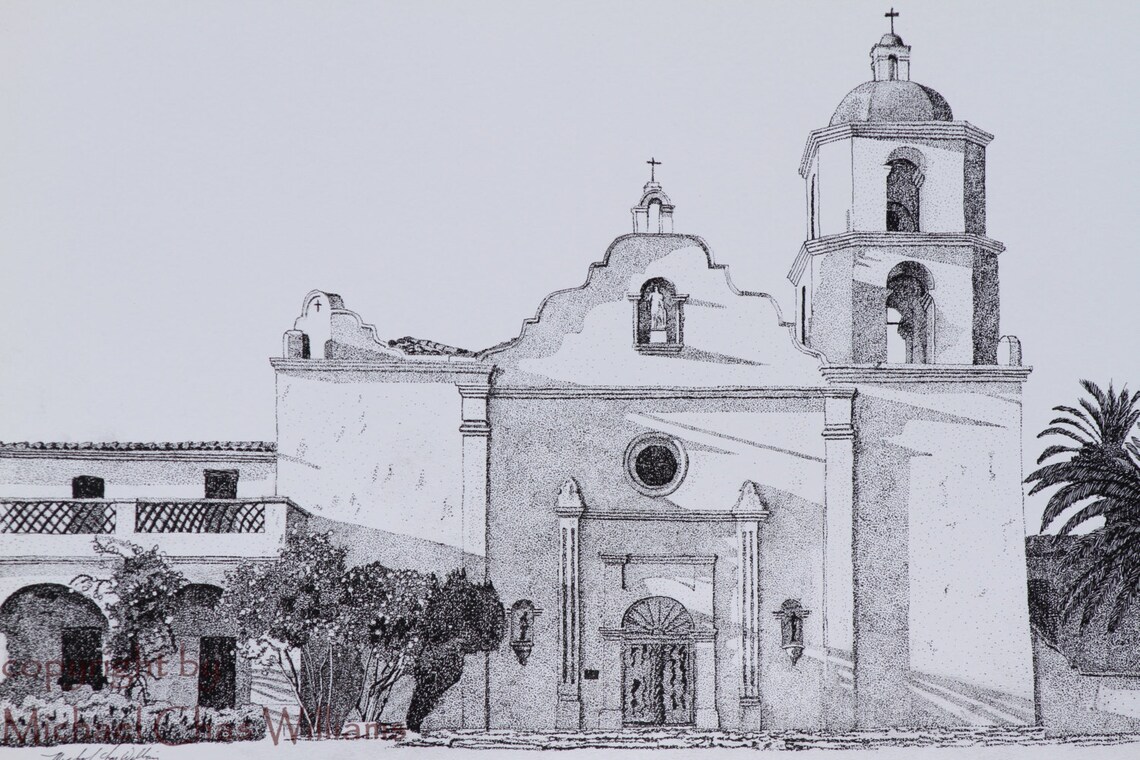 10x14 Fine Art Print of Mission San Luis Rey, Oceanside California From ...