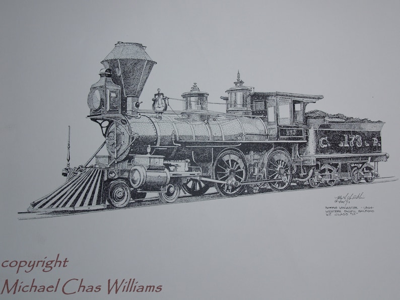 Lancaster Train Locomotive Fine Art Print From a Pen and Ink - Etsy Israel
