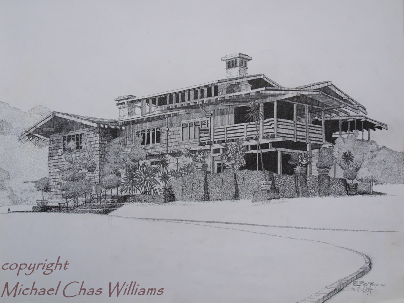 Architecture- Greene and Greene's Gamble House- Craftsman Style Pen and ...
