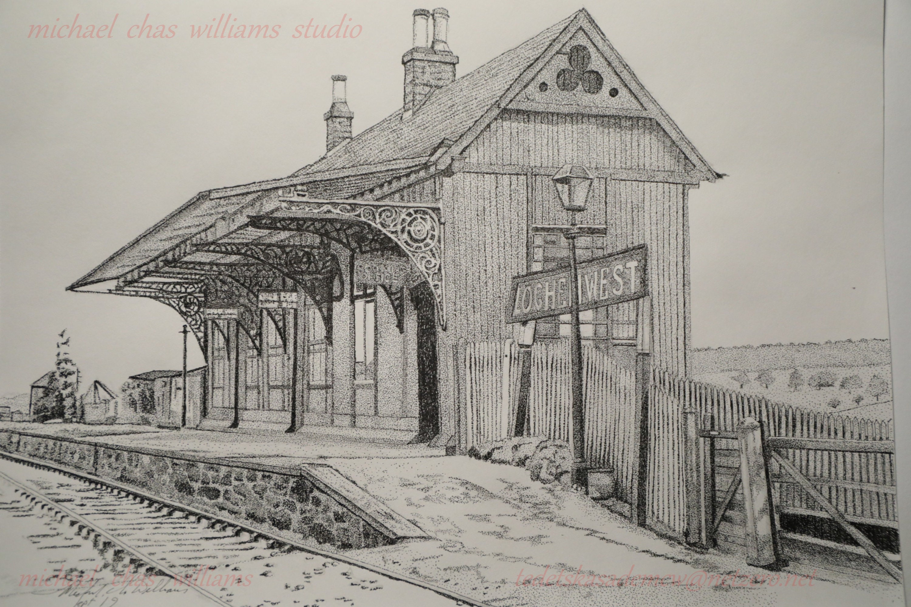 Pen and Ink British Country Train Station Print - Etsy