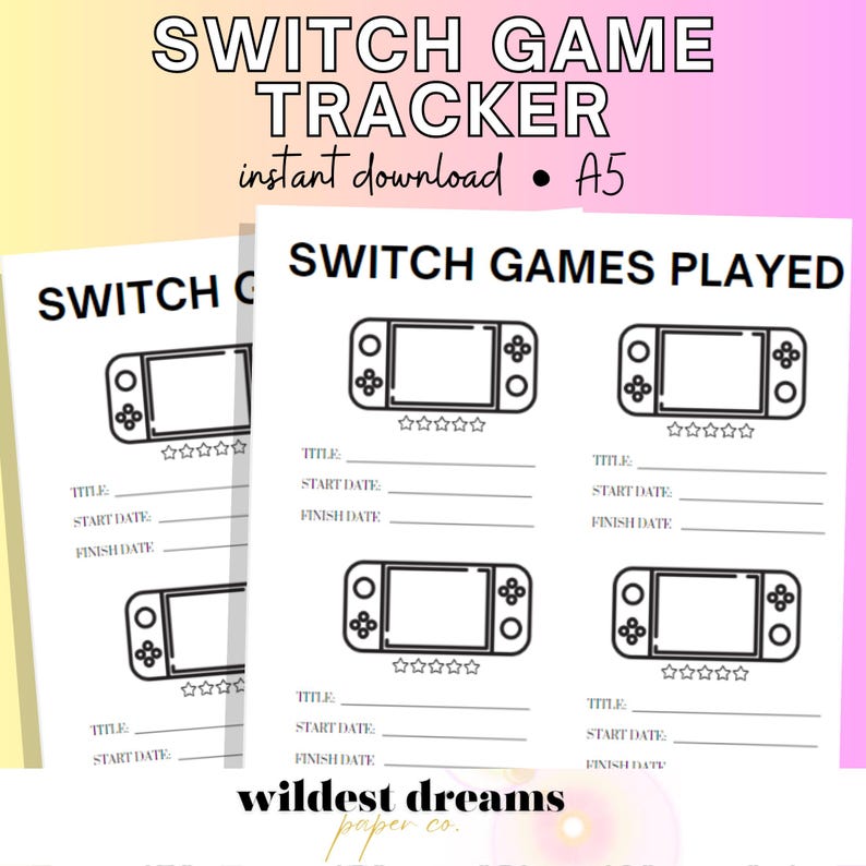 Printable Gaming Tracker | A5 | Portrait | Minimalist | Instant ...