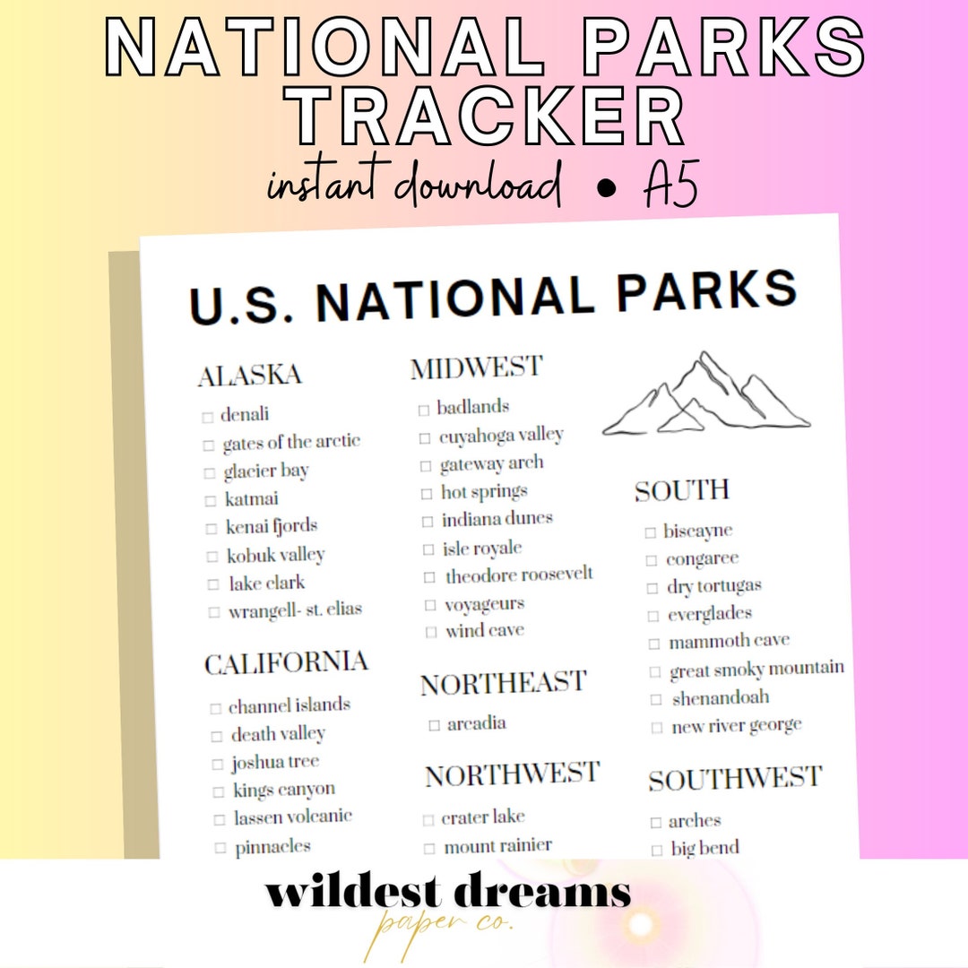 Printable National Parks Tracker | Travel Journal | A5 | Portrait ...