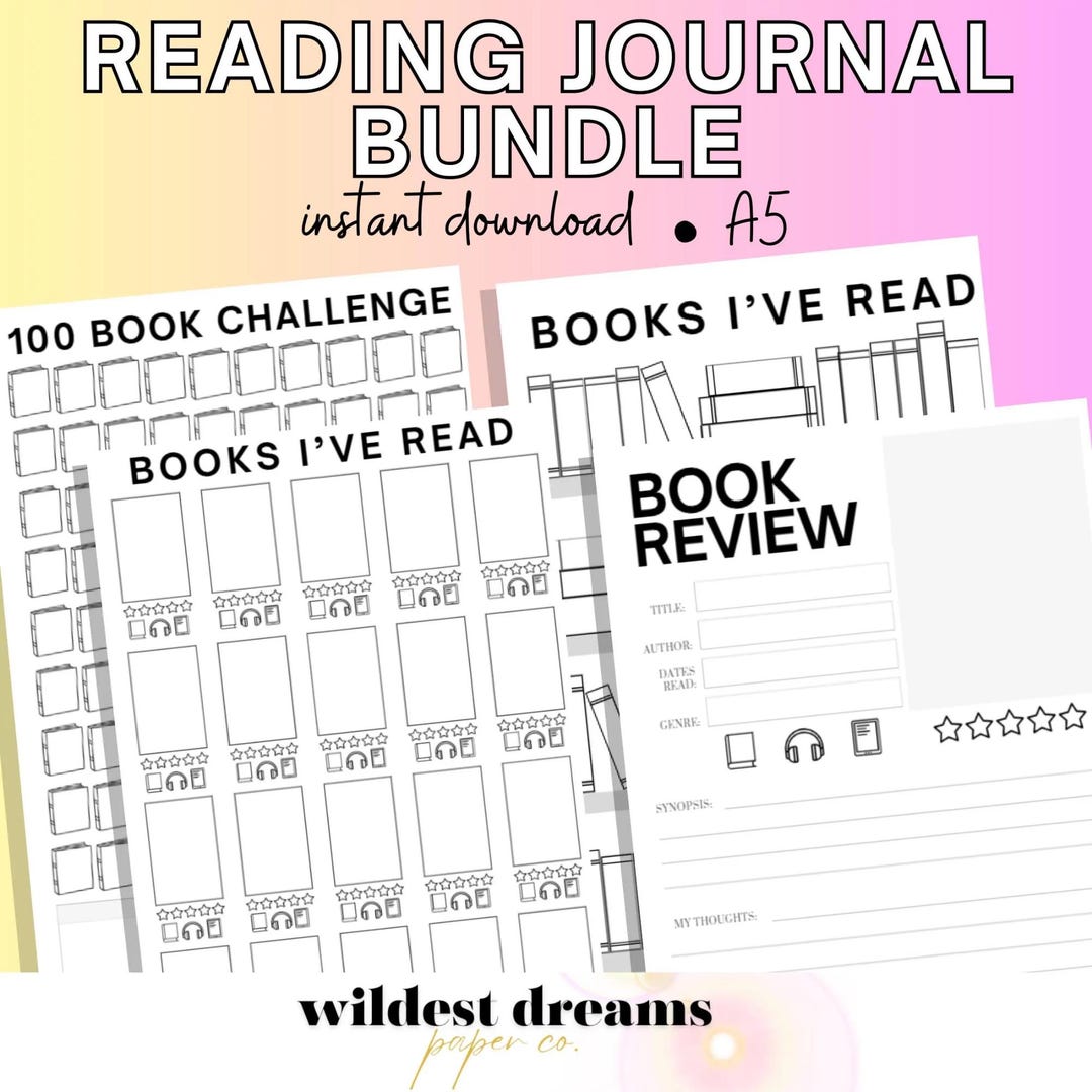 Reading Journal Bundle: A5 Printables | Reading Challenge | Book ...