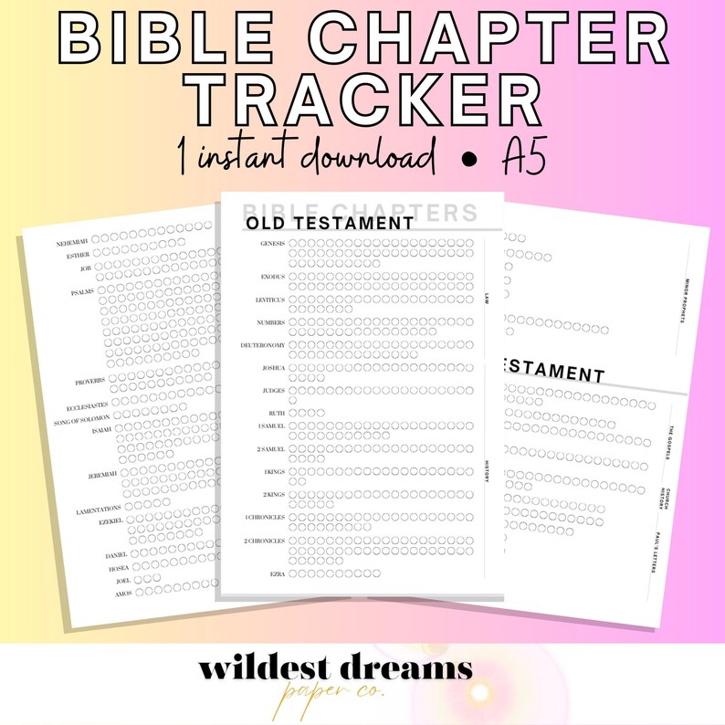 Printable Bible Chapter Tracker: Minimalist A5 Planner (instant ...