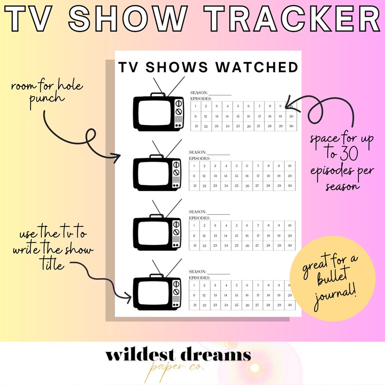 Printable TV Show Tracker: Minimalist A5 Planner (instant Download) - Etsy
