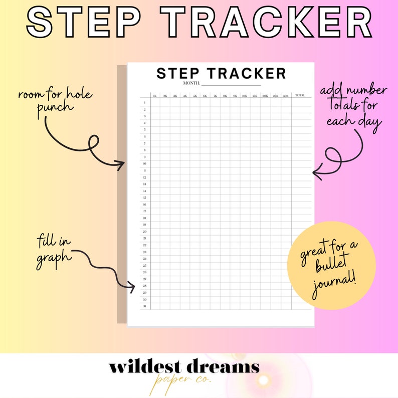 Printable Step Tracker | Monthly Planner | A5 | Portrait | Minimalist ...