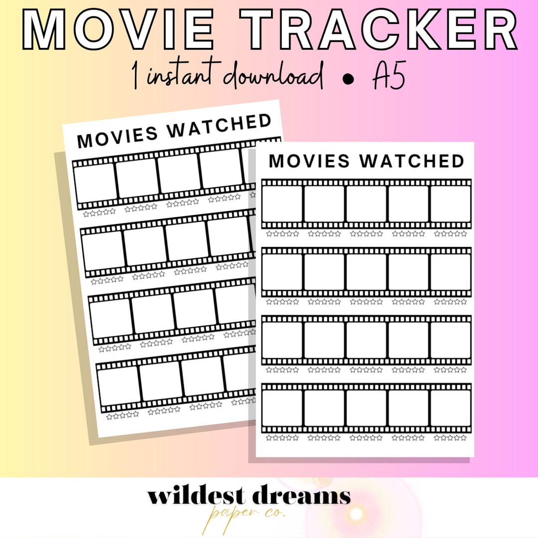 Printable Movie Tracker Monthly Planner A5 Portrait Minimalist Instant ...