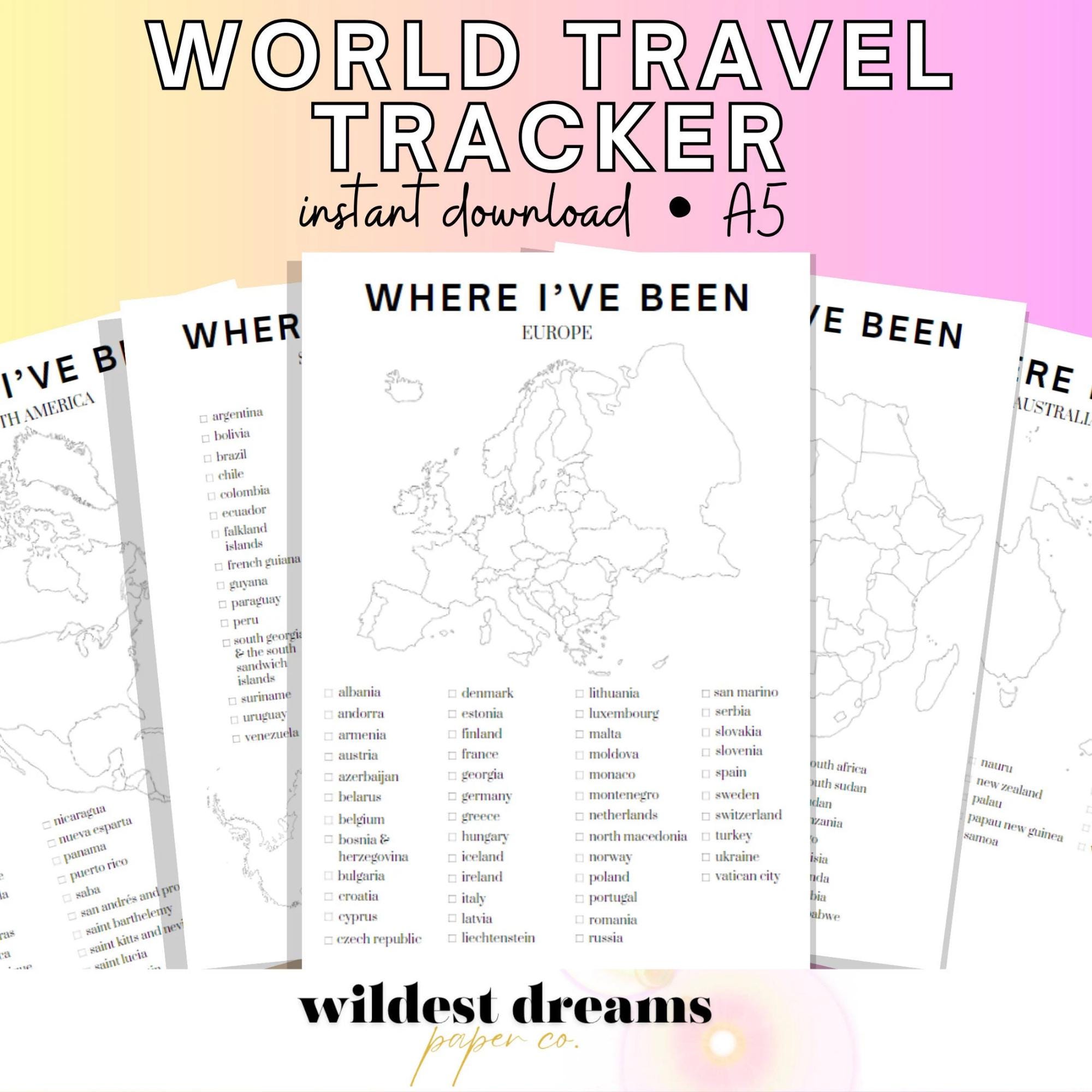 Printable World Travel Tracker: A5 Travel Journal (digital Download) - Etsy