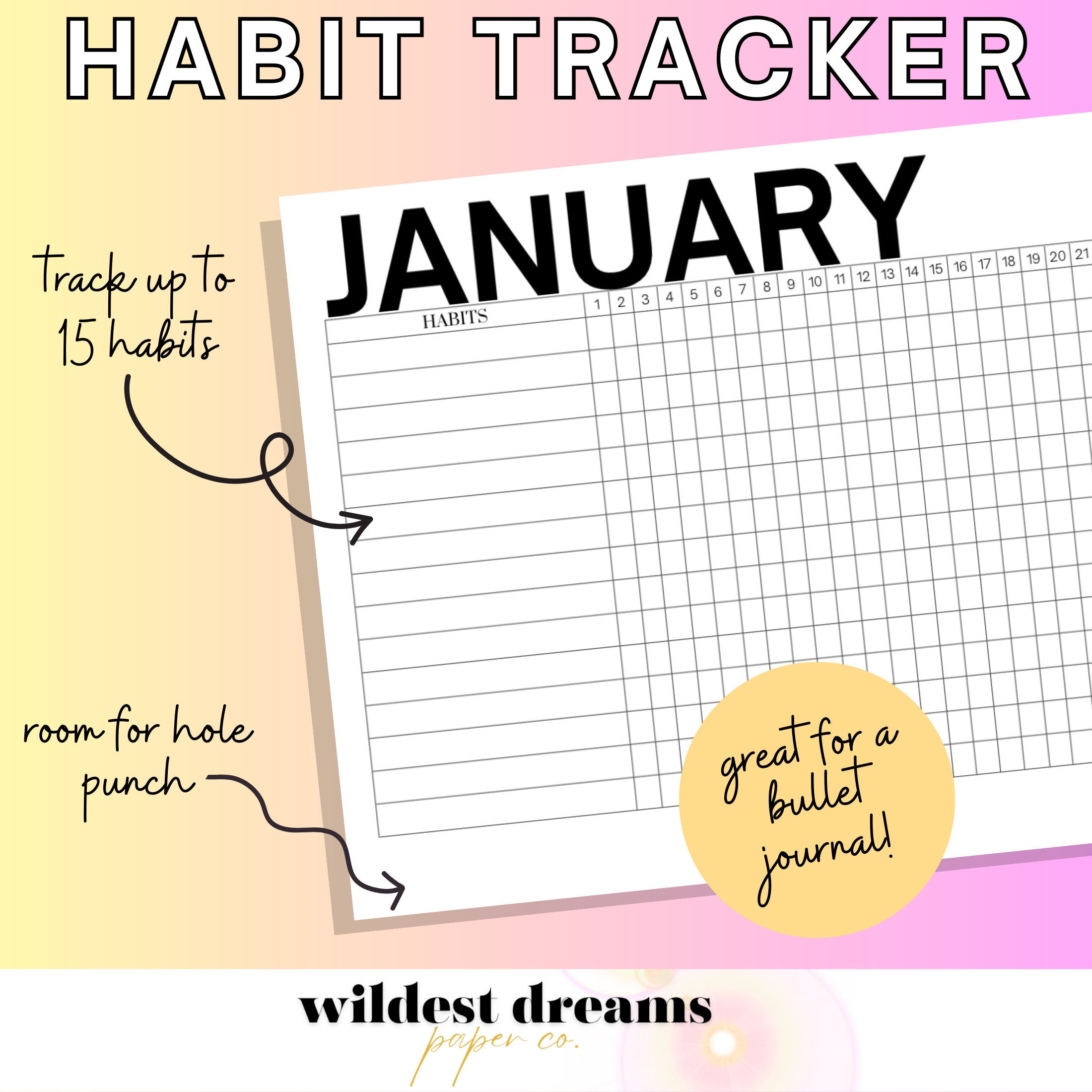 Printable Habit Tracker | Monthly Planner | A5 | Portrait | Minimalist ...