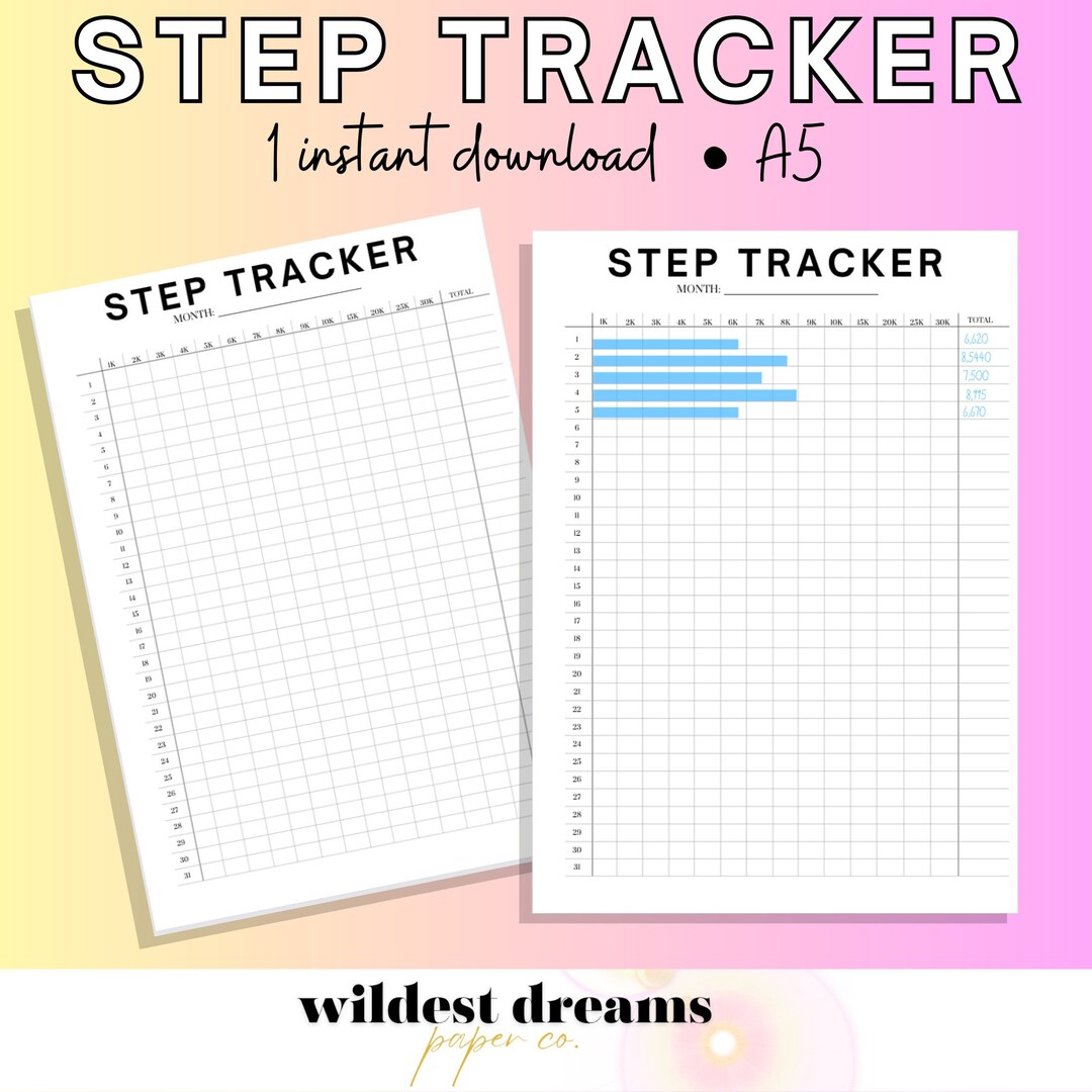 Printable Step Tracker | Monthly Planner | A5 | Portrait | Minimalist ...